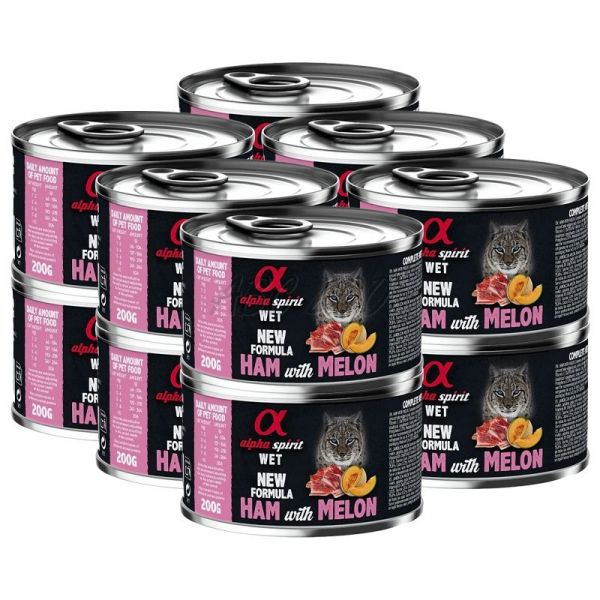 Alpha Spirit Cat Adult Ham with Melon 12 x 200 g | ABC-ZOO